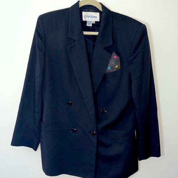 Ellen Kaye | Jackets & Coats | Ellen Kaye Vintage Black Blazer 890s ...